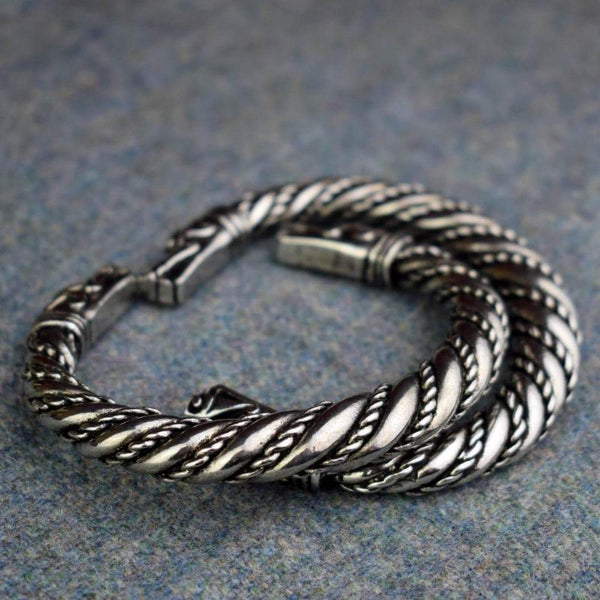 Viking Norse Dragon Head Tapered Band Bracelet - Ancient Treasures