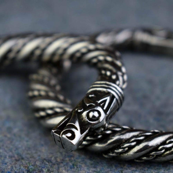 Viking Norse Dragon Head Tapered Band Bracelet - Ancient Treasures