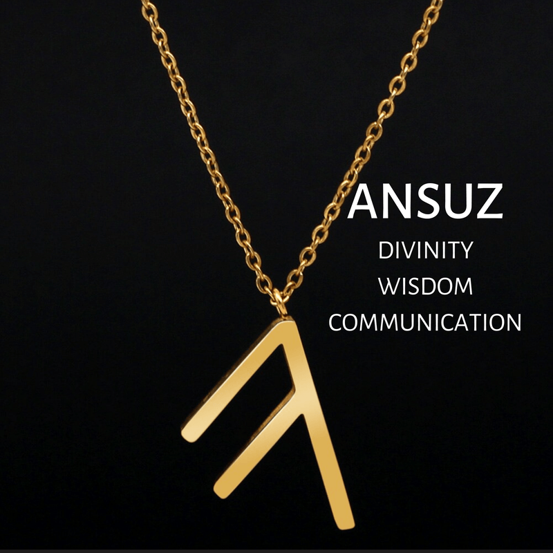 Viking Runes Tunic Stainless Steel Gold Necklaces - Ancient Treasures