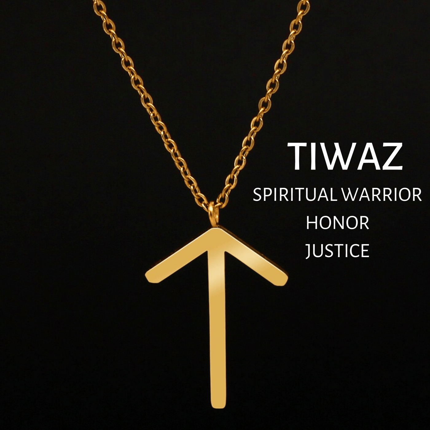 Viking Runes Tunic Stainless Steel Gold Necklaces - Ancient Treasures