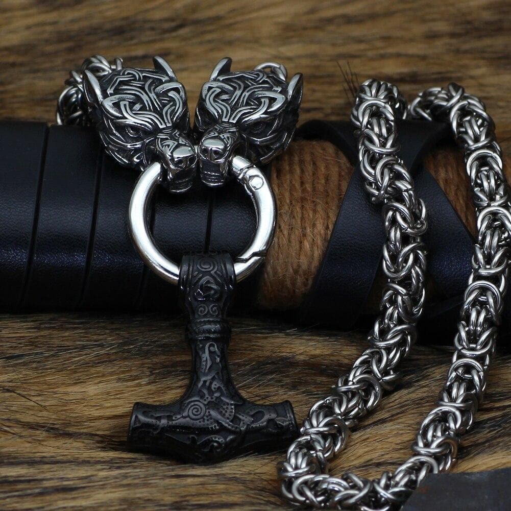 Vikings Wolf Hammer Massive Stainless Steel Chain - Ancient Treasures