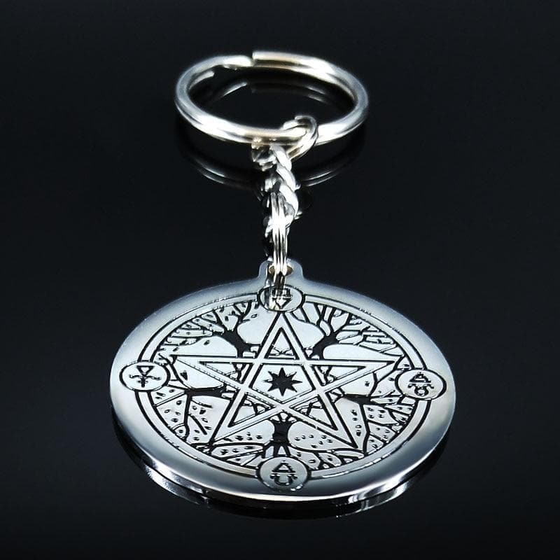 Wiccan Tree of Life and Pentagram Stainless Steel Keychain - Ancient ...