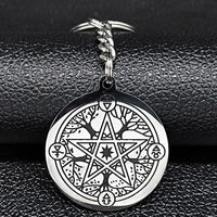 Wiccan Tree of Life and Pentagram Stainless Steel Keychain - Ancient ...
