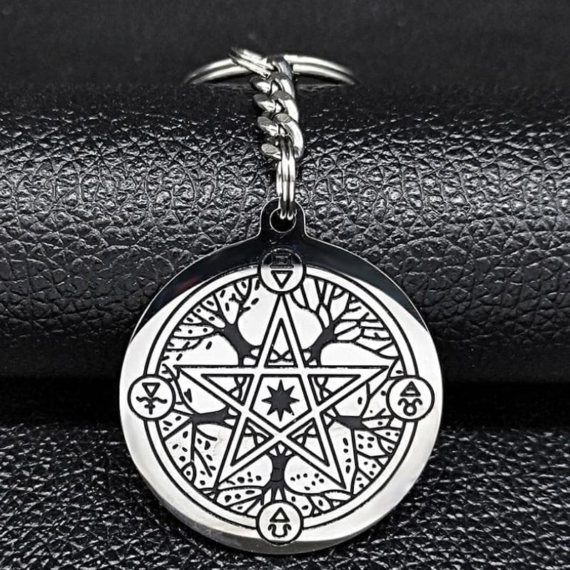 Wiccan Tree of Life and Pentagram Stainless Steel Keychain - Ancient ...