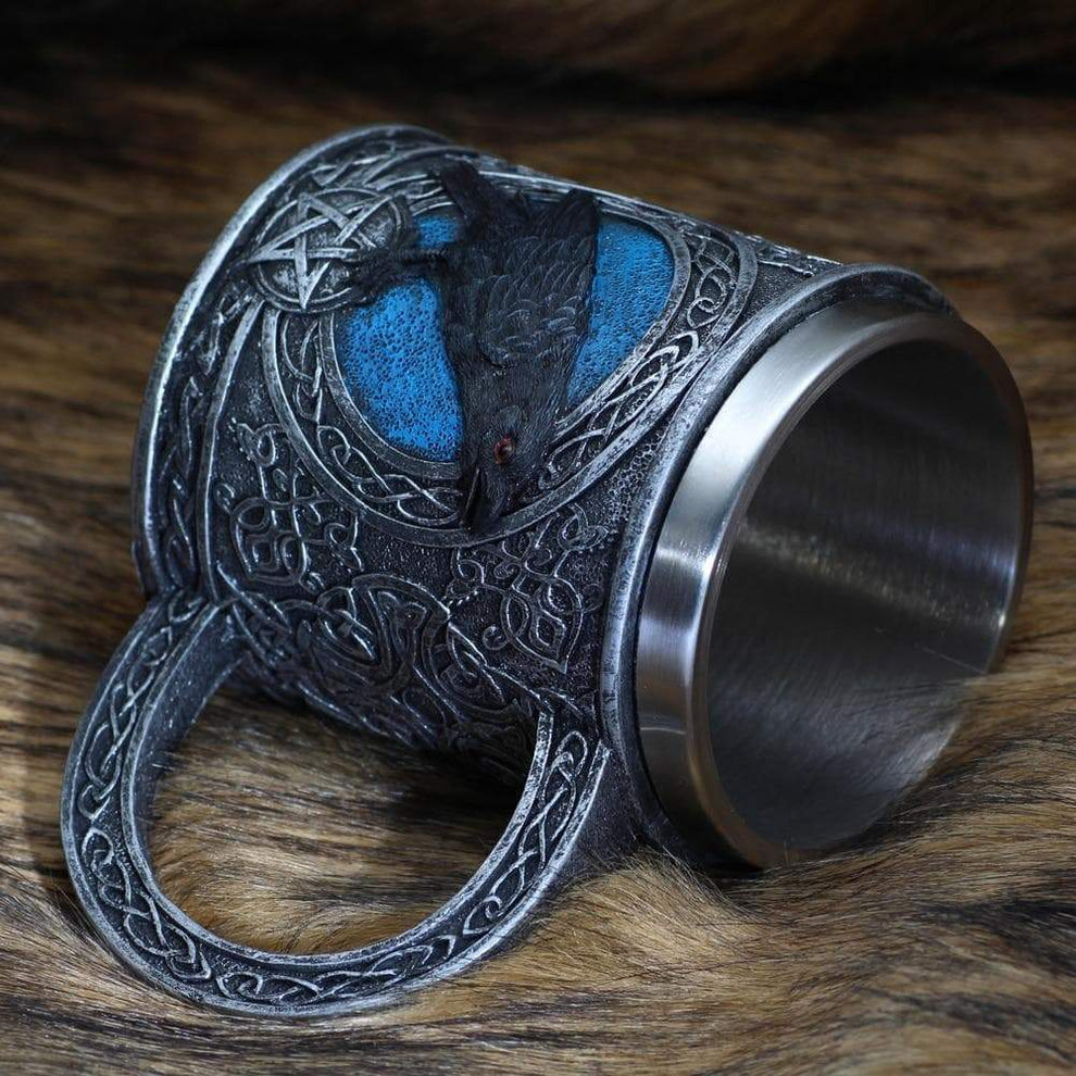 Viking Odin Raven Stainless Steel Mug - Ancient Treasures