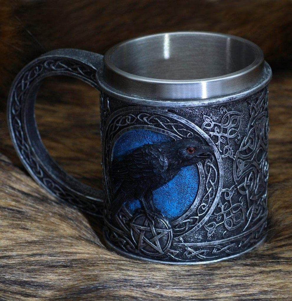 Viking Odin Raven Stainless Steel Mug - Ancient Treasures