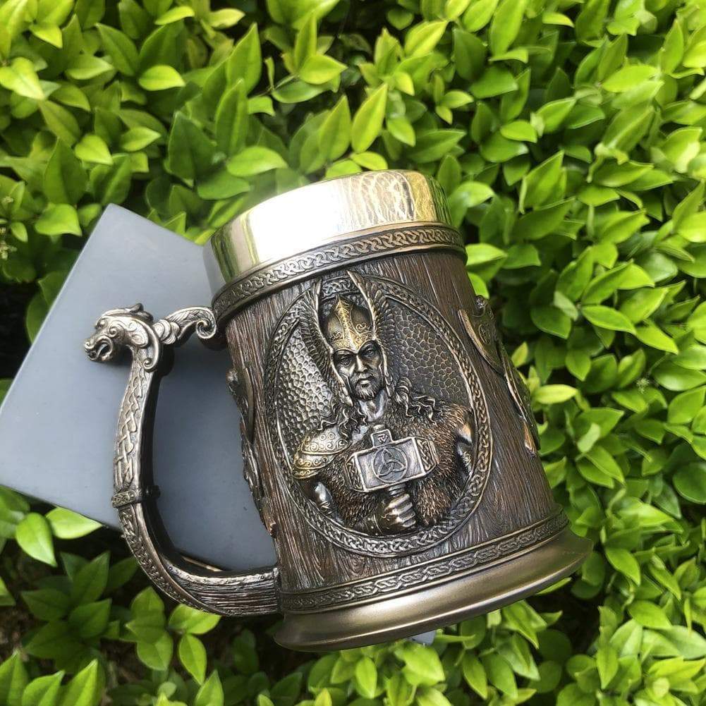Viking Thor and Odin Heavy Stainless Steel Tankard Mug - Ancient ...