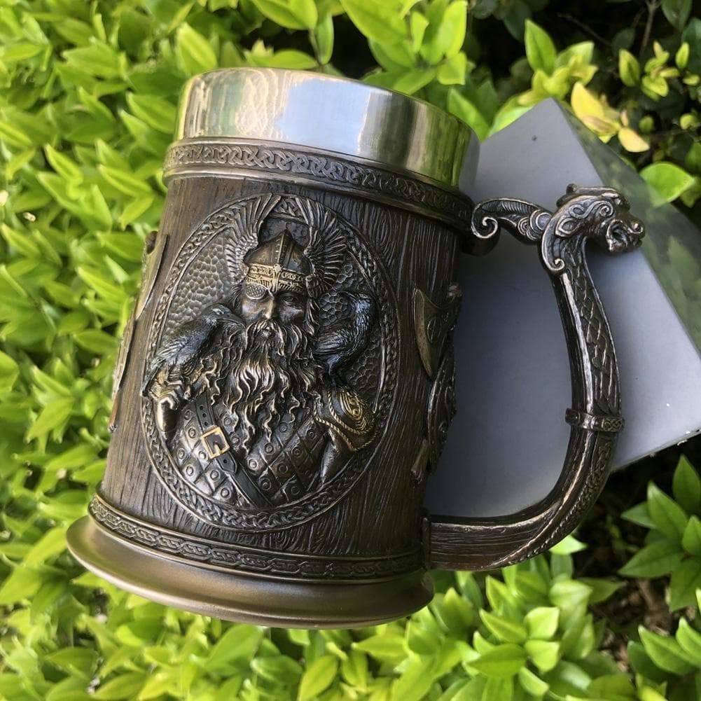 Viking Thor and Odin Heavy Stainless Steel Tankard Mug - Ancient ...