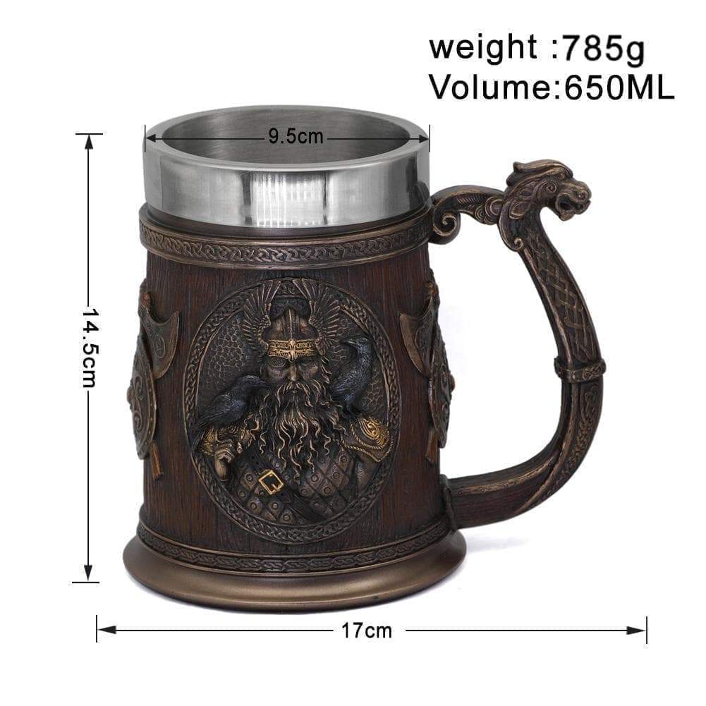 Viking Thor and Odin Heavy Stainless Steel Tankard Mug - Ancient ...