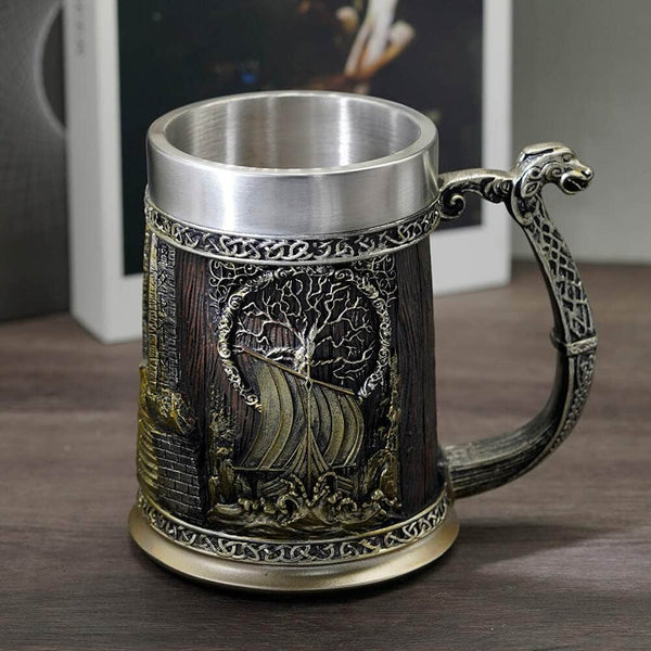 Viking Valhalla Storm Heavy Stainless Steel Tankard Mug - Ancient ...