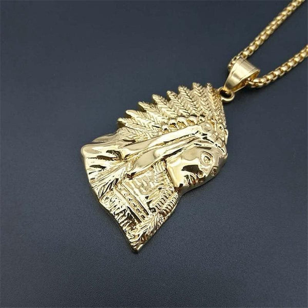 Native American Indian Chief Stainless Steel Necklace - Ancient ...