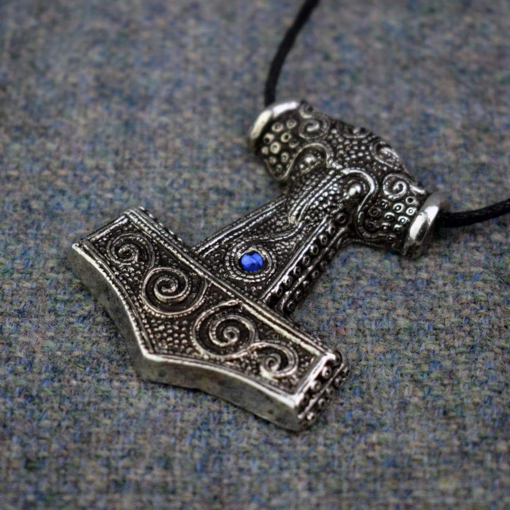 Vikings Skane Thor Hammer Glass Stone Pendant - Ancient Treasures