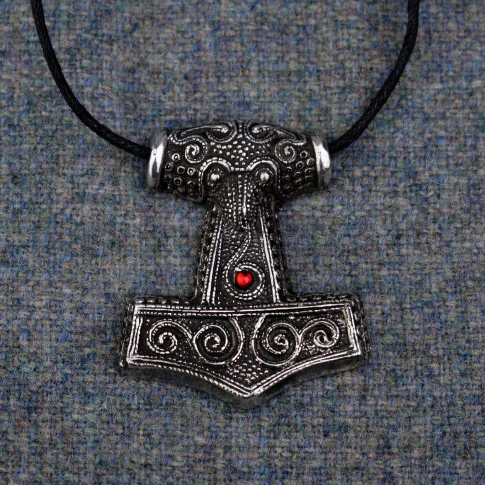 Vikings Skane Thor Hammer Glass Stone Pendant - Ancient Treasures
