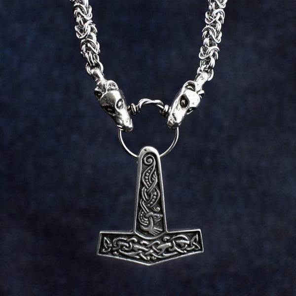 Vikings Jorvik Thor's Hammer Pendant on Dragon Chain - Ancient ...