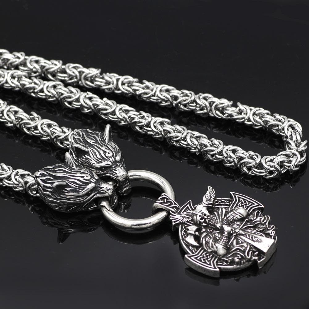 Vikings Odin's Wolf Chain Stainless Steel Necklace - Ancient Treasures