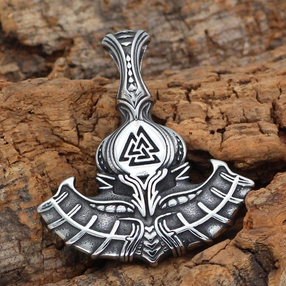 Vikings Mjolnir with Valknut Stainless Steel Pendant & Necklace ...