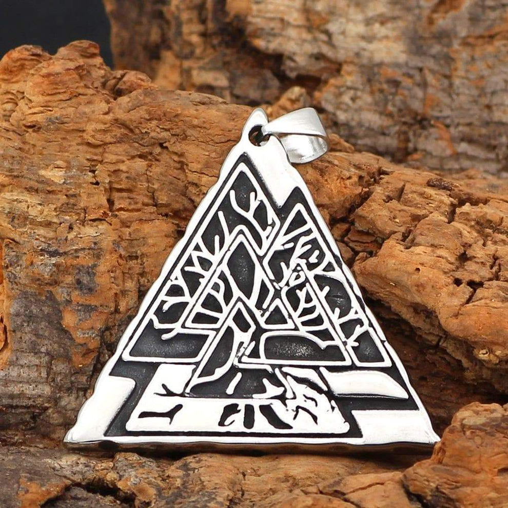 Vikings Valknut with Yggdrasil Tree of Life Stainless Steel Necklace ...