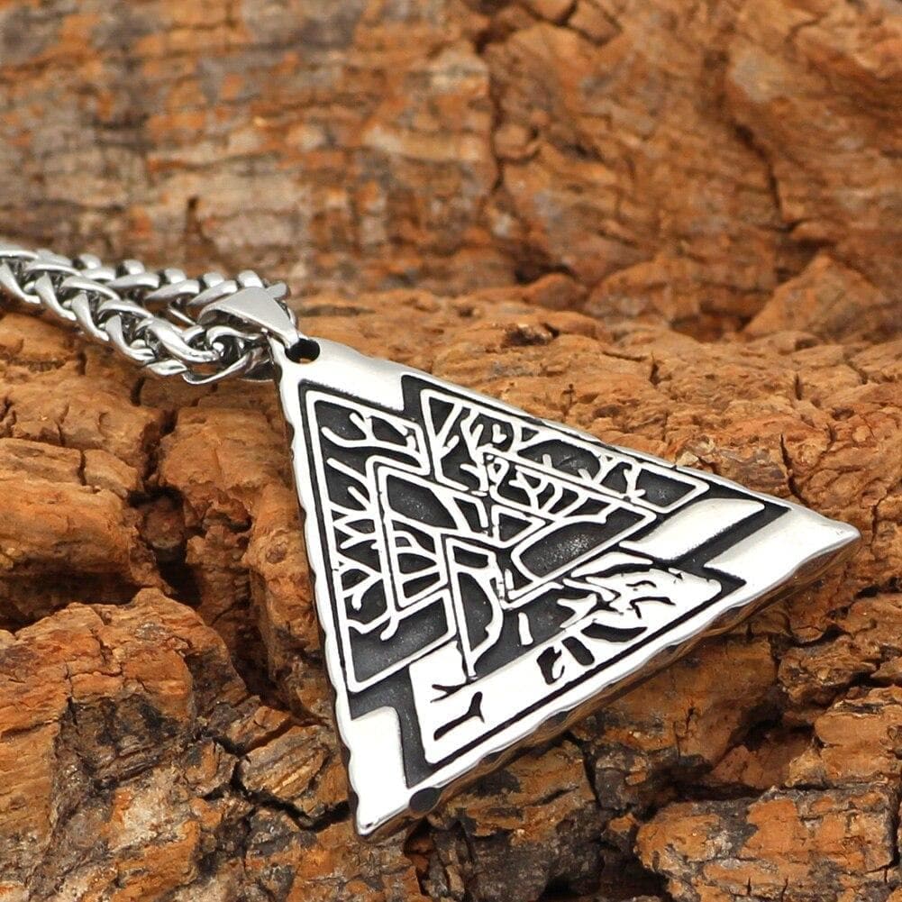Vikings Valknut with Yggdrasil Tree of Life Stainless Steel Necklace ...