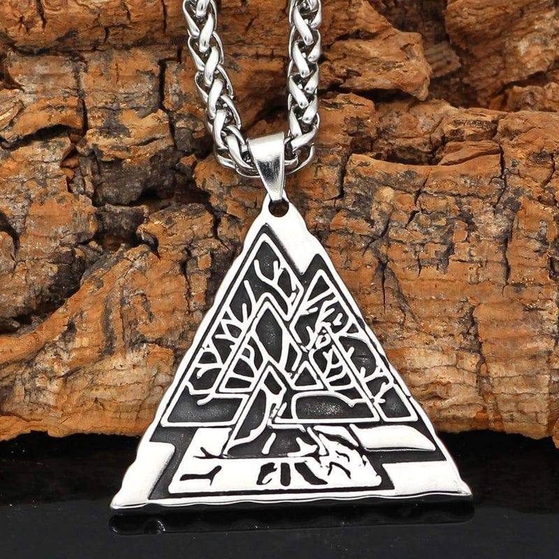 Vikings Valknut with Yggdrasil Tree of Life Stainless Steel Necklace ...
