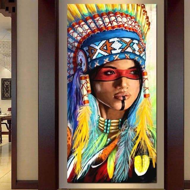 Native American Colorful Indian Devushka Wall Art - Ancient Treasures