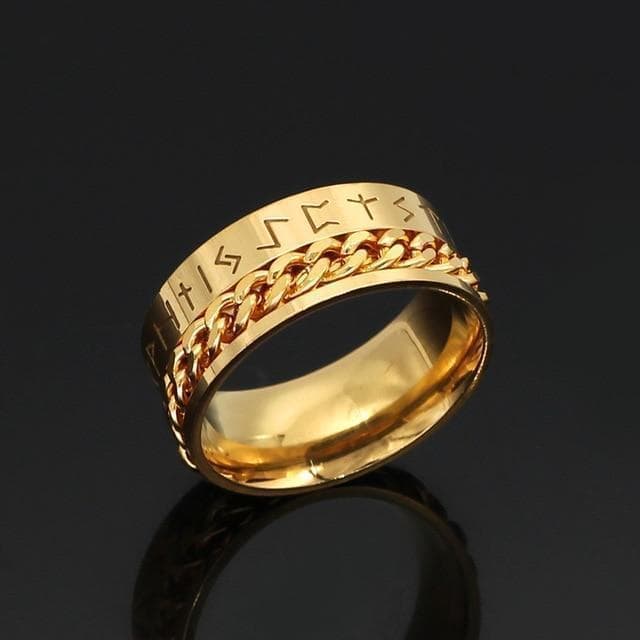 Viking Nordic Runes Solid Stainless Steel Ring - Ancient Treasures