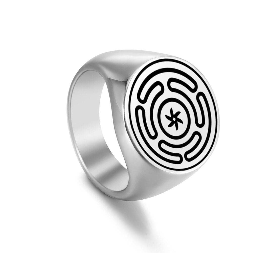 Ancient Greece Hecate’s Wheel Stainless Steel Ring - Ancient Treasures