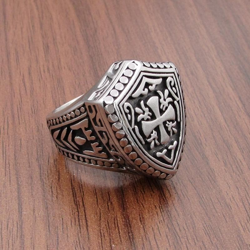 Templar Pattée Cross Solid Stainless Steel Ring - Ancient Treasures