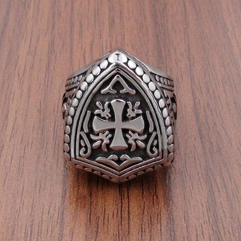 Templar Pattée Cross Solid Stainless Steel Ring - Ancient Treasures