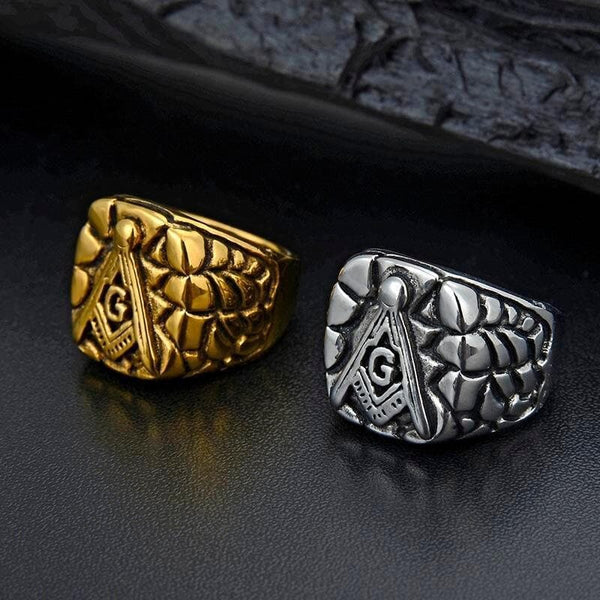 Templar Square and Compass Solid Stainless Steel Ring - Ancient ...