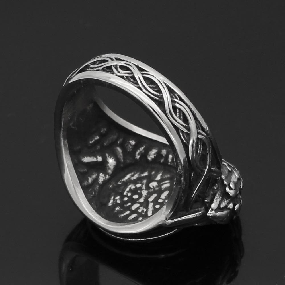 Viking Valknut Odin's Raven Stainless Steel Ring - Ancient Treasures