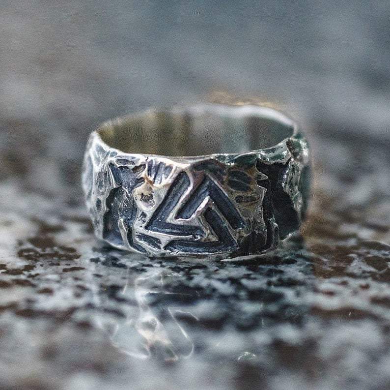 Viking Odin's Wolves & Valknut Stainless Steel Ring - Ancient – Ancient ...