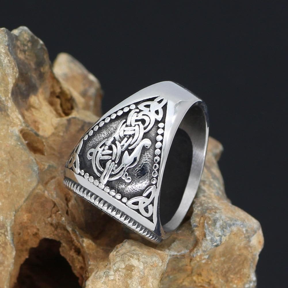 Viking Stainless Steel Wolf Ring - Ancient Treasures