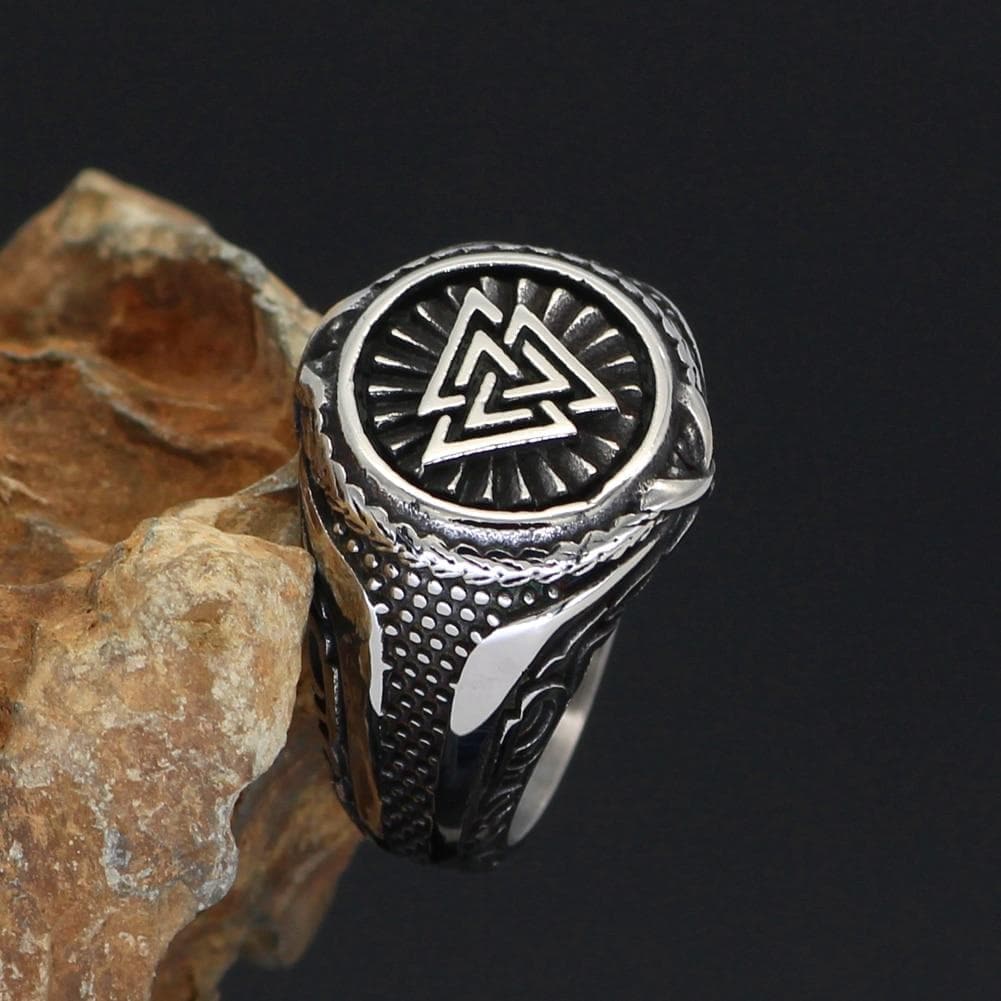 Viking Valknut Knot Stainless Steel Ring - Ancient Treasures