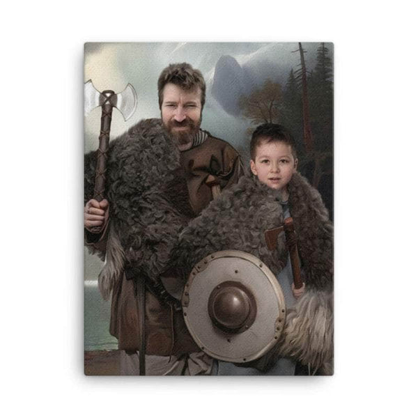Father and Son Viking Customizable Portrait Canvas - Ancient Treasures