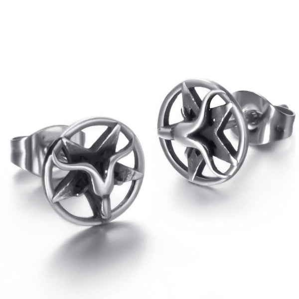 Wiccan Baphomet Goat Inverted Pentagram Stud Earrings - Ancient ...