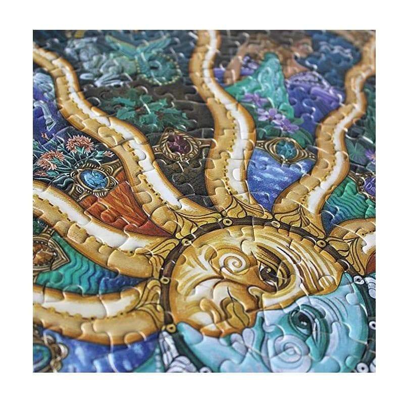 Wiccan Sun Wheel of Zodiac Signs 1000 Pieces Round Jigsaw Puzzle ...